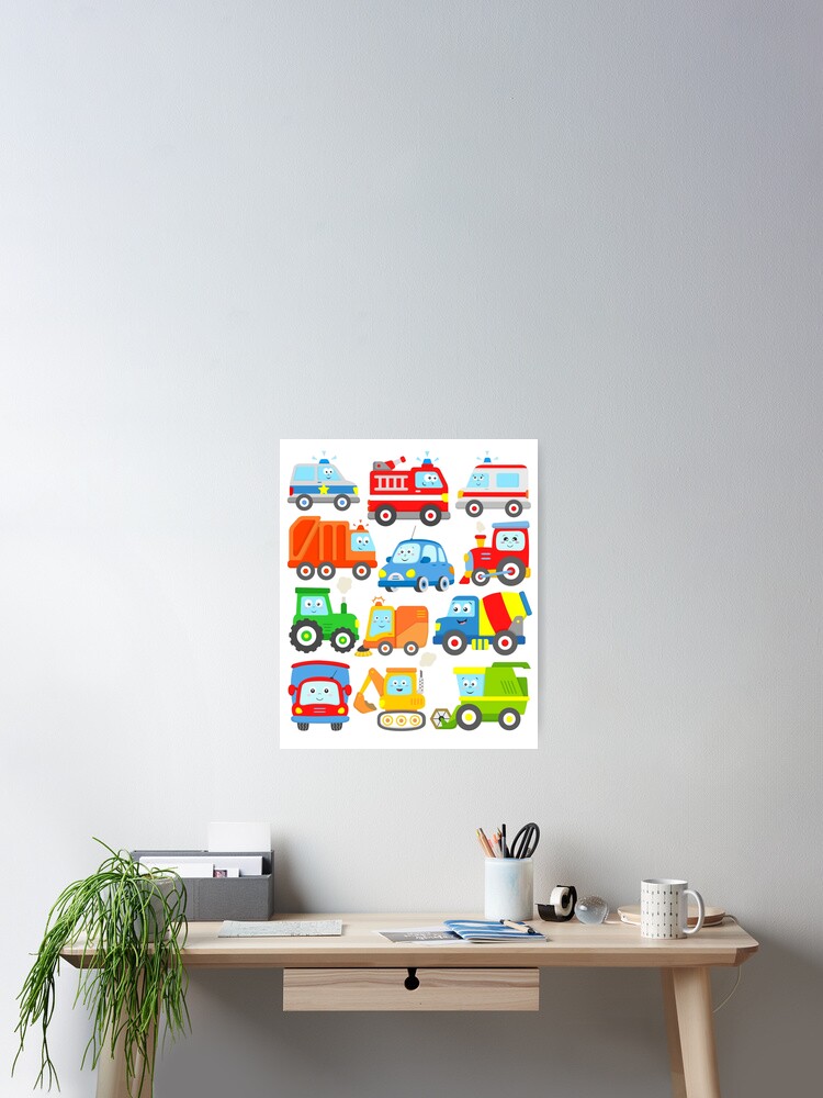 "Vehicles Cars Trucks Kids Toddlers Boys Girls" Poster for Sale by ...