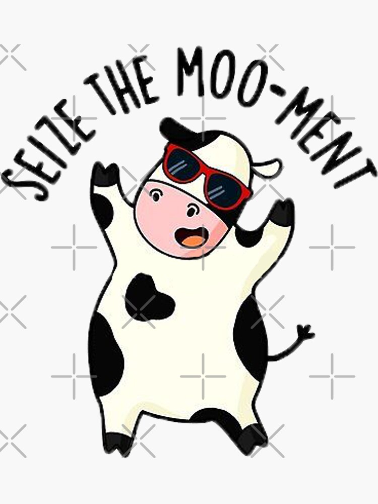 Pegatina «Aprovecha el juego de palabras de dibujos animados de la vaca ...
