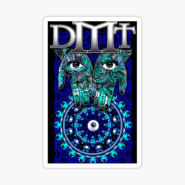 "DMT - Blue "In gods Hands"" Sticker for Sale by DMTmetal | Redbubble