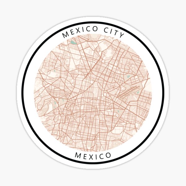 "Mexico City, Mexico Map (Theme 2)" Sticker by Mapnify | Redbubble