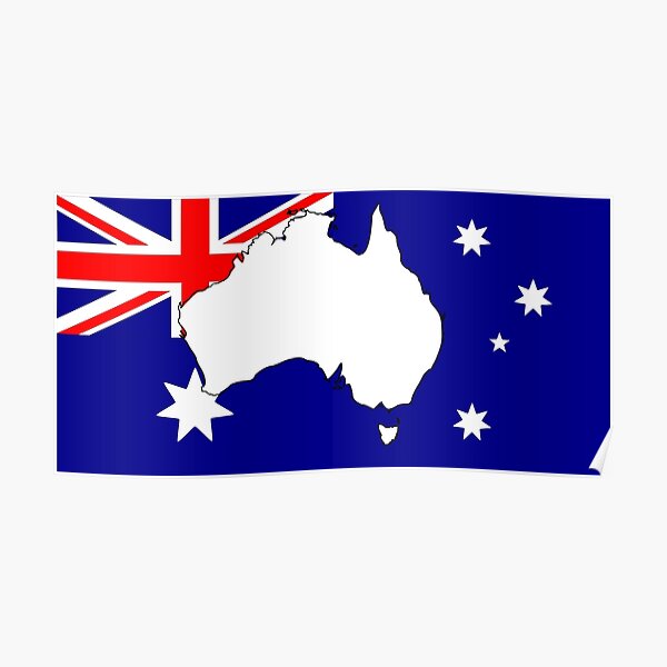 "Aussie Outline and flag" Poster by rei-publicae | Redbubble