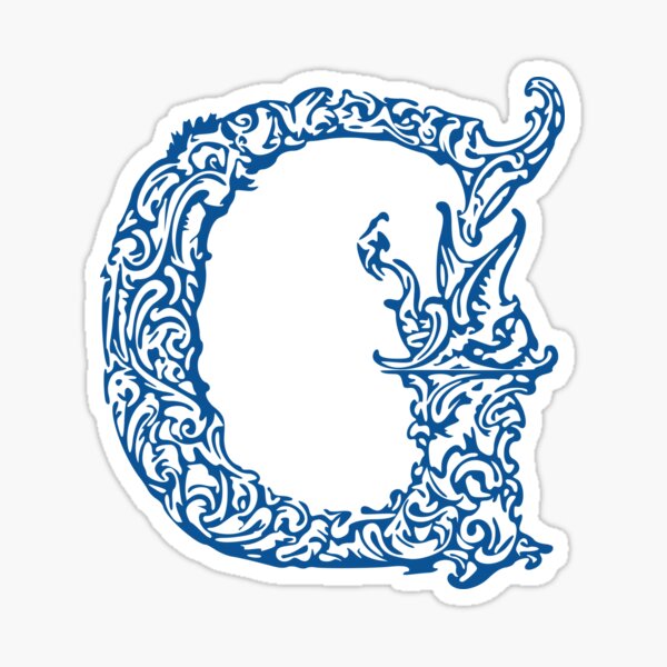 "Blue Monogram - Letter "G"" Sticker by RoamingRabbit | Redbubble