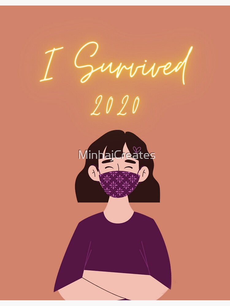 "Neon " I survived 2020 " beige design for girls" Sticker for Sale by ...
