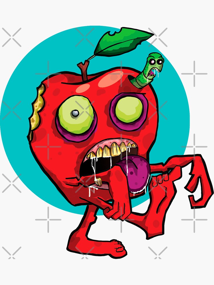 "Zombie Apple-ocalypse" Sticker for Sale by MK-Art-Designs | Redbubble