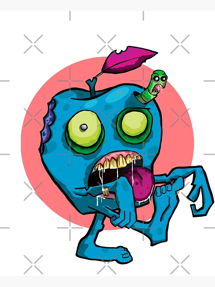 "Blue zombie apple-ocalypse" Art Print for Sale by MK-Art-Designs ...