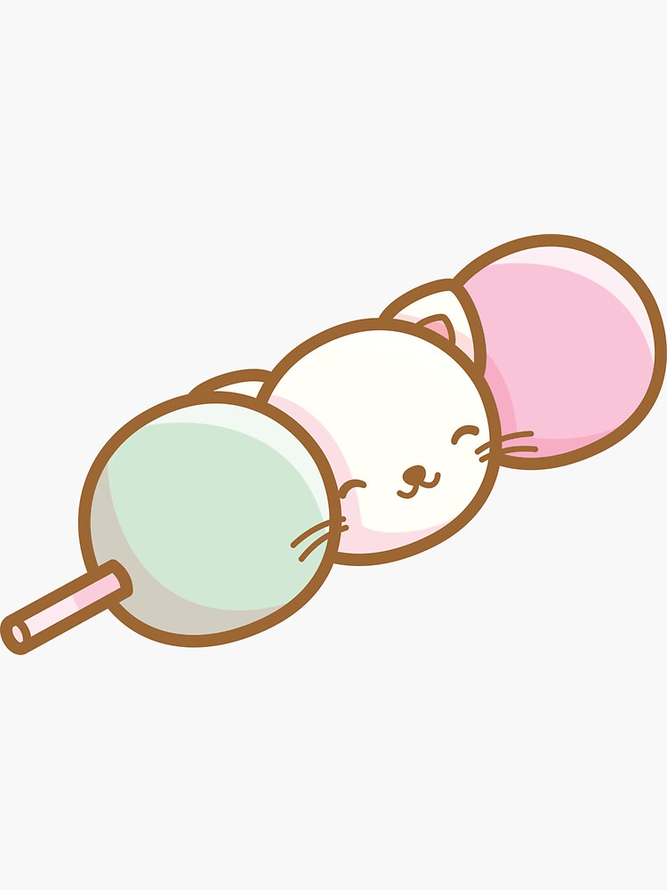 "Dango Cat Sticker" Sticker for Sale by LuYukari | Redbubble