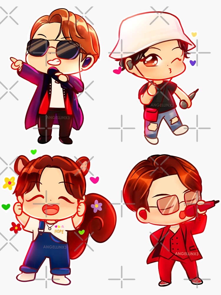 "Hobi chibi set - BTS" Sticker for Sale by Angellinx3 | Redbubble