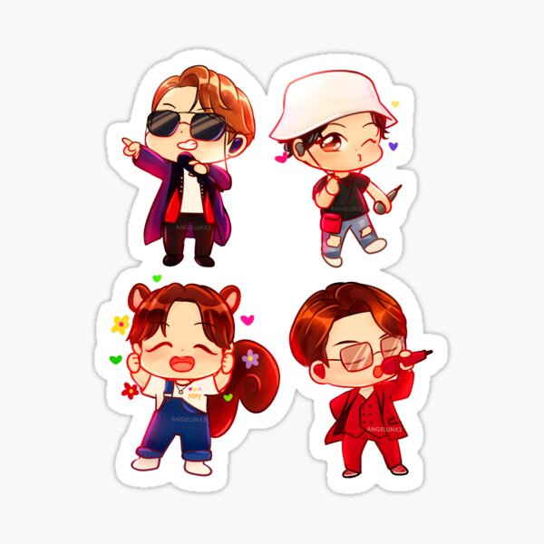 "Hobi chibi set - BTS" Sticker for Sale by Angellinx3 | Redbubble