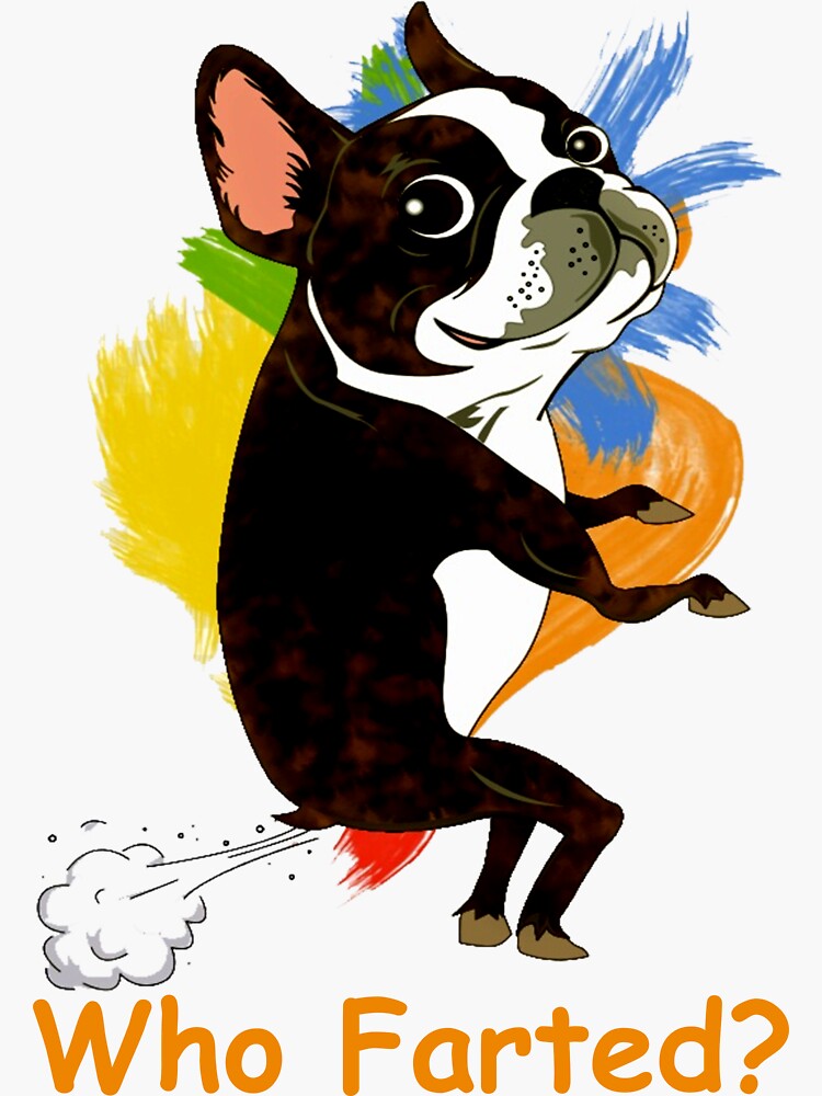 "Boston Terrier Dog Who Farted" Sticker for Sale by JOE4SHOP | Redbubble