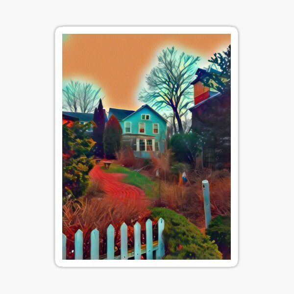 "Whimsical Blue House" Sticker for Sale by NatWell | Redbubble