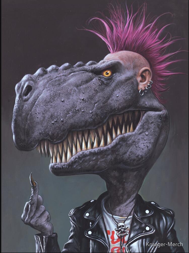 "Dino Punk Dinosaur Punker by Sebastian Krüger" Pullover Hoodie by ...
