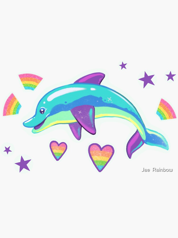"Dolphin rainbow glitter sticker set" Sticker for Sale by ...
