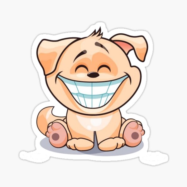 "Cute smiling dog cartoon " Sticker for Sale by Creativeart1974 | Redbubble