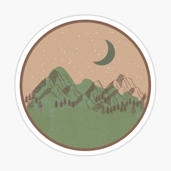 "Boho Circle Shape Warm toned landscape Mounted Print" Sticker for Sale ...