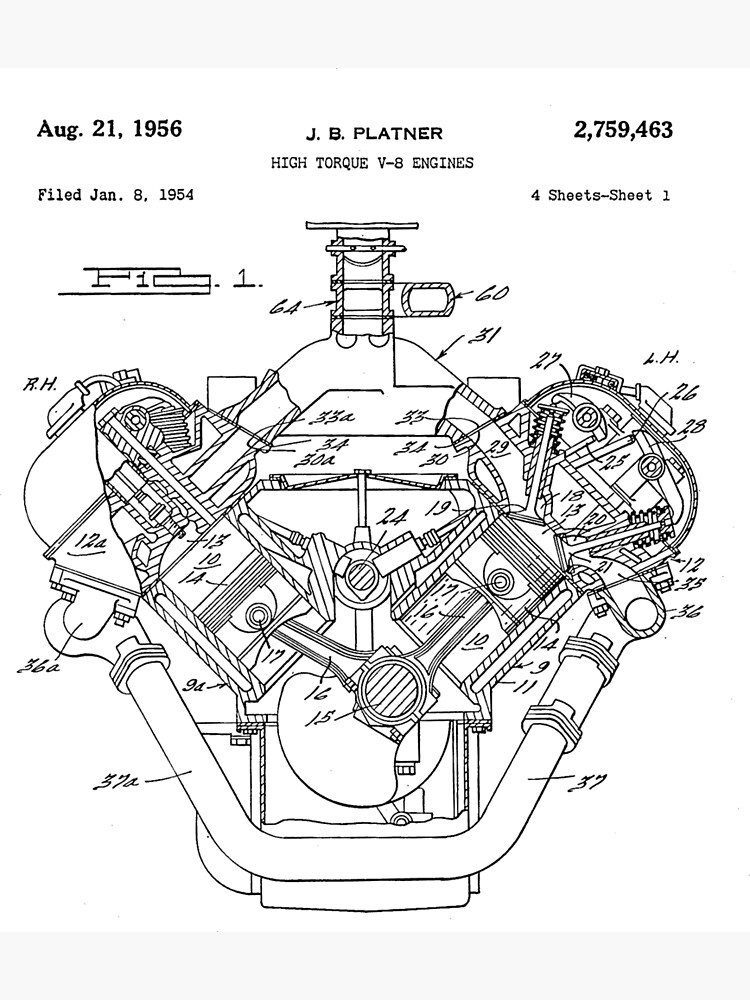 "Chrysler Hemi Patent Art Blk" Poster for Sale by DKDigital | Redbubble