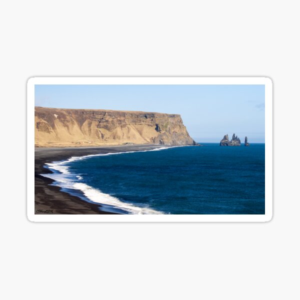 "Black Basalt Beach at Vik" Sticker by CSWard | Redbubble