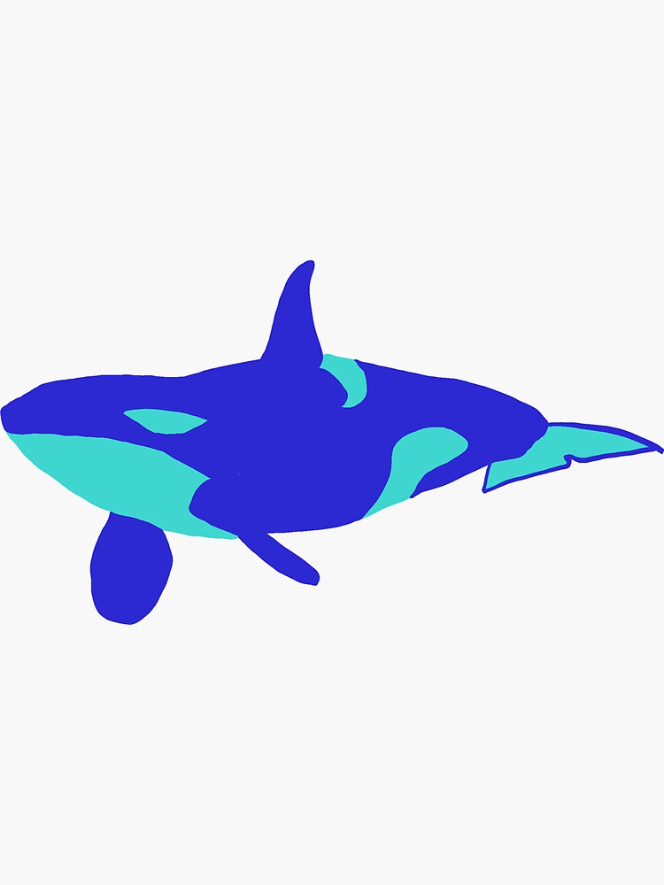 "Blue Killer Whale Orca " Sticker for Sale by neonyellowgreen | Redbubble