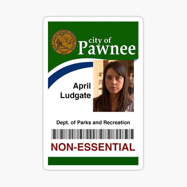 "April Ludgate ID Card" Sticker for Sale by PaulyH | Redbubble