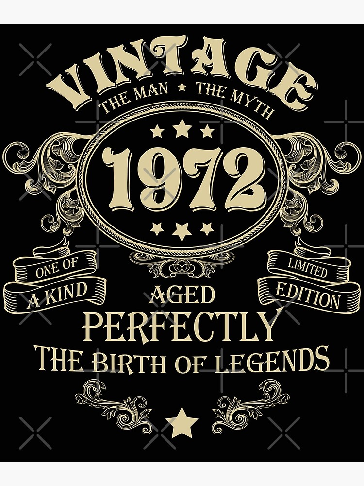 Lámina fotográfica «Vintage 1972 El hombre El mito el nacimiento de las leyendas Cumpleaños» de ...