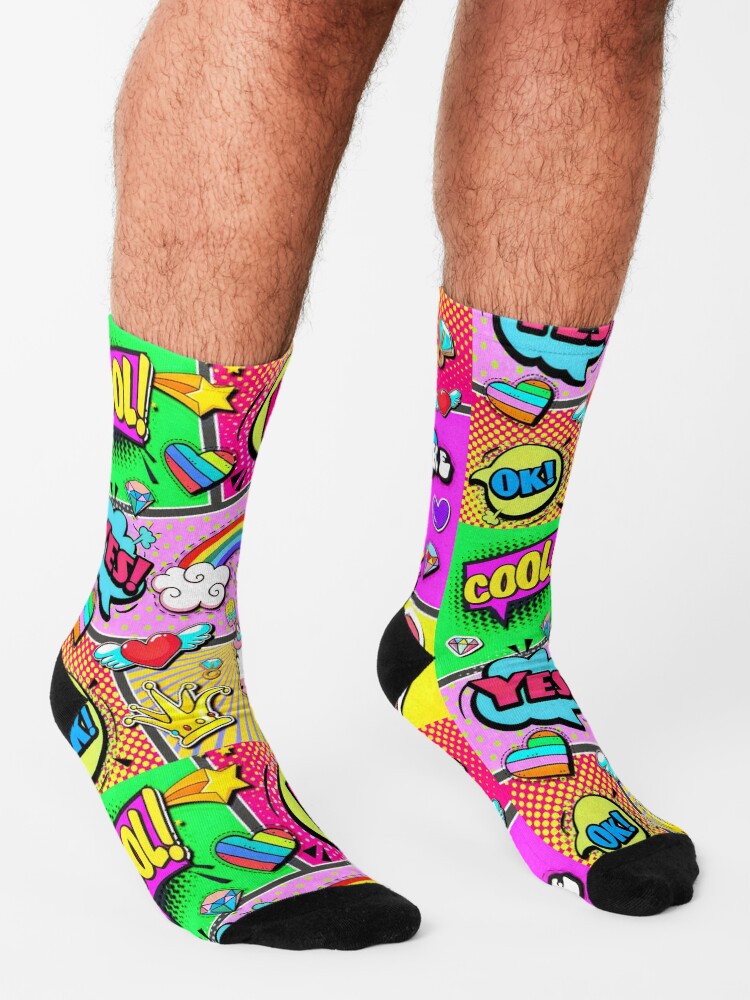 "Colorful Girly Comic Book Pop Art" Socks for Sale by Alondra | Redbubble