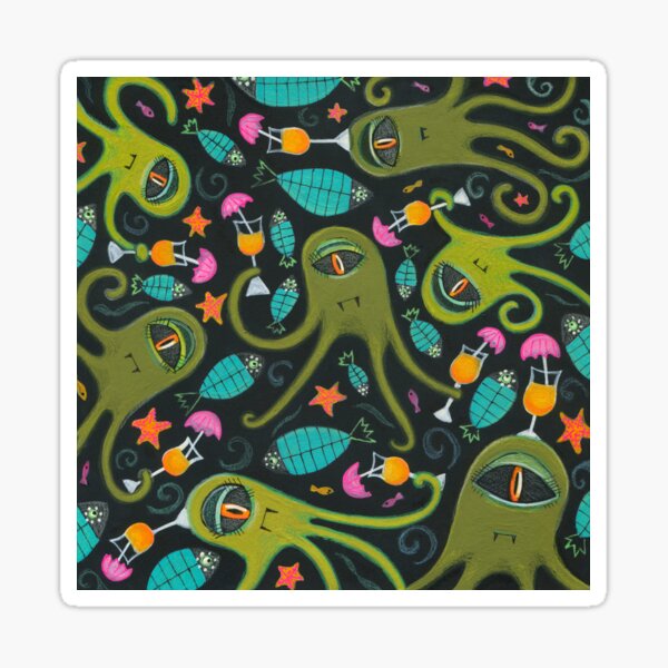 "Sea Monster Party" Sticker for Sale by Pink-Ivy | Redbubble