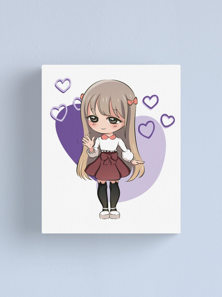 "Cute Kawaii Chibi Anime Girl Waving" Canvas Print by spezoinks | Redbubble