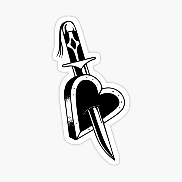 "Traditional Heart and Dagger" Sticker by MiikxCry | Redbubble