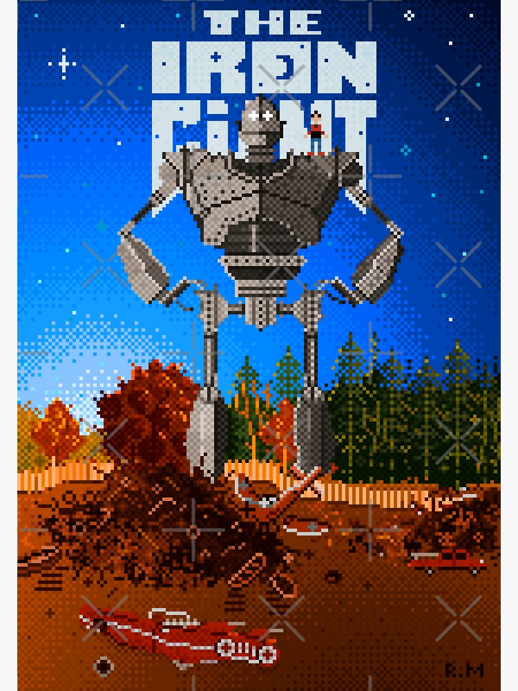 "THE PIXELED IRON GIANT" Sticker for Sale by I-DO-PIXELS | Redbubble
