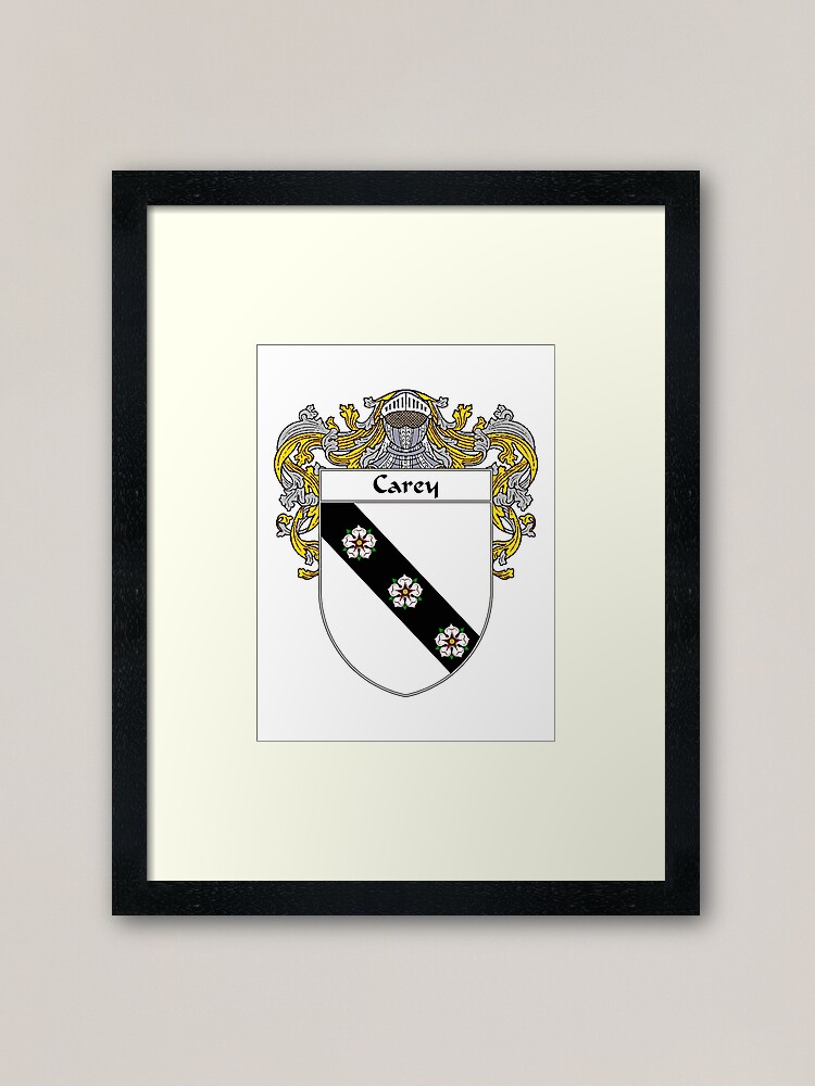 "Carey Coat of Arms/Family Crest" Framed Art Print for Sale by ...
