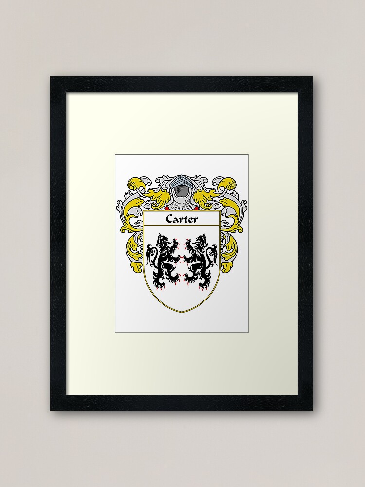 "Carter Coat of Arms/Family Crest" Framed Art Print for Sale by ...