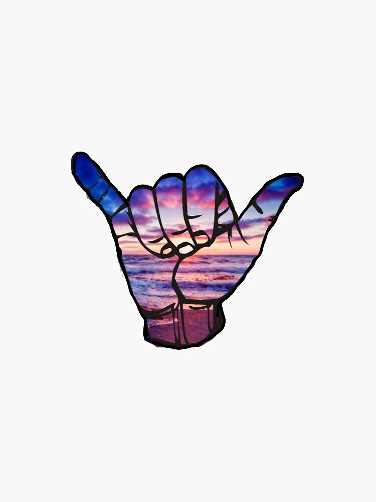 "Ocean Sunset Shaka" Sticker for Sale by shirab193 | Redbubble