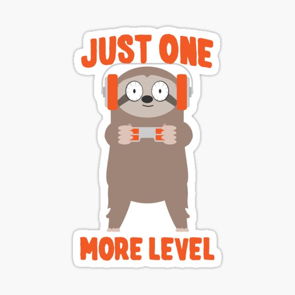 "Gamer Sloth Gaming Gambling Video Games Level Sloth" Sticker by Mrkram ...