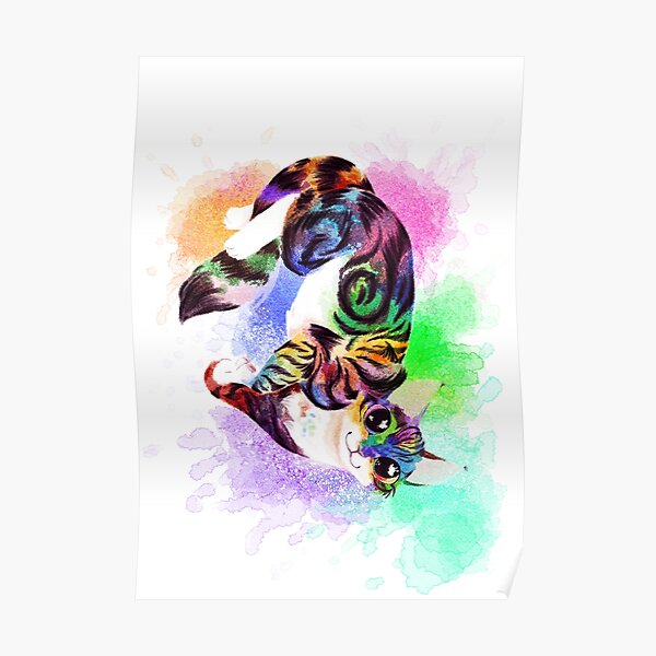 "Watercolour splash tabby cat" Poster by Kristoffersson | Redbubble