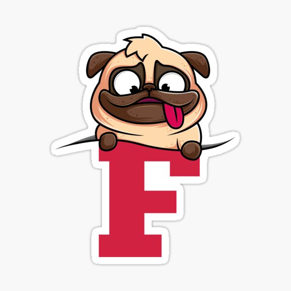 "Cute Pug alphabet, letter f, dog alphabet" Sticker for Sale by efenem ...