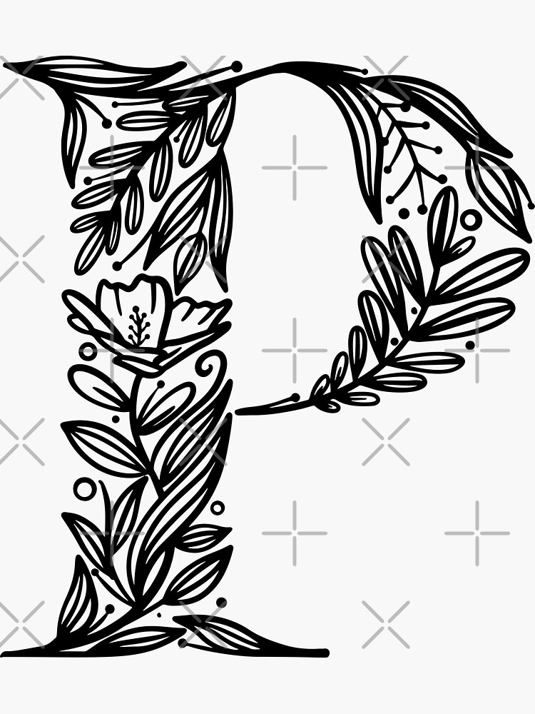 "Letter P monogram floral design" Sticker for Sale by TotallyType ...
