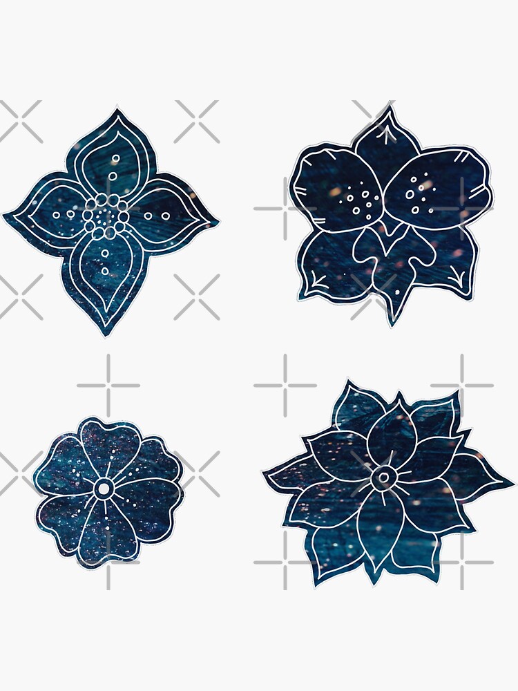 "Cosmic Galaxy Flower Sticker Set" Sticker for Sale by Pentanglement ...