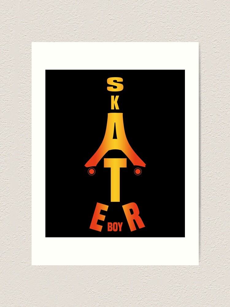 "Skater Boy Type Figure Typography Skateboard Art" Art Print for Sale ...