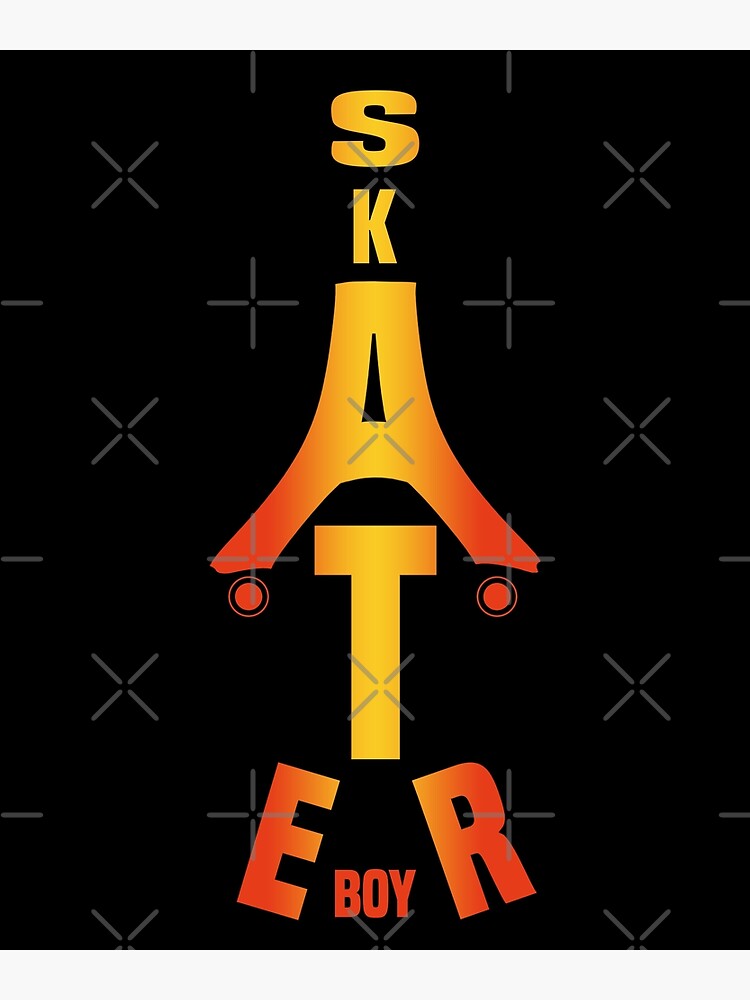 "Skater Boy Type Figure Typography Skateboard Art" Art Print for Sale ...