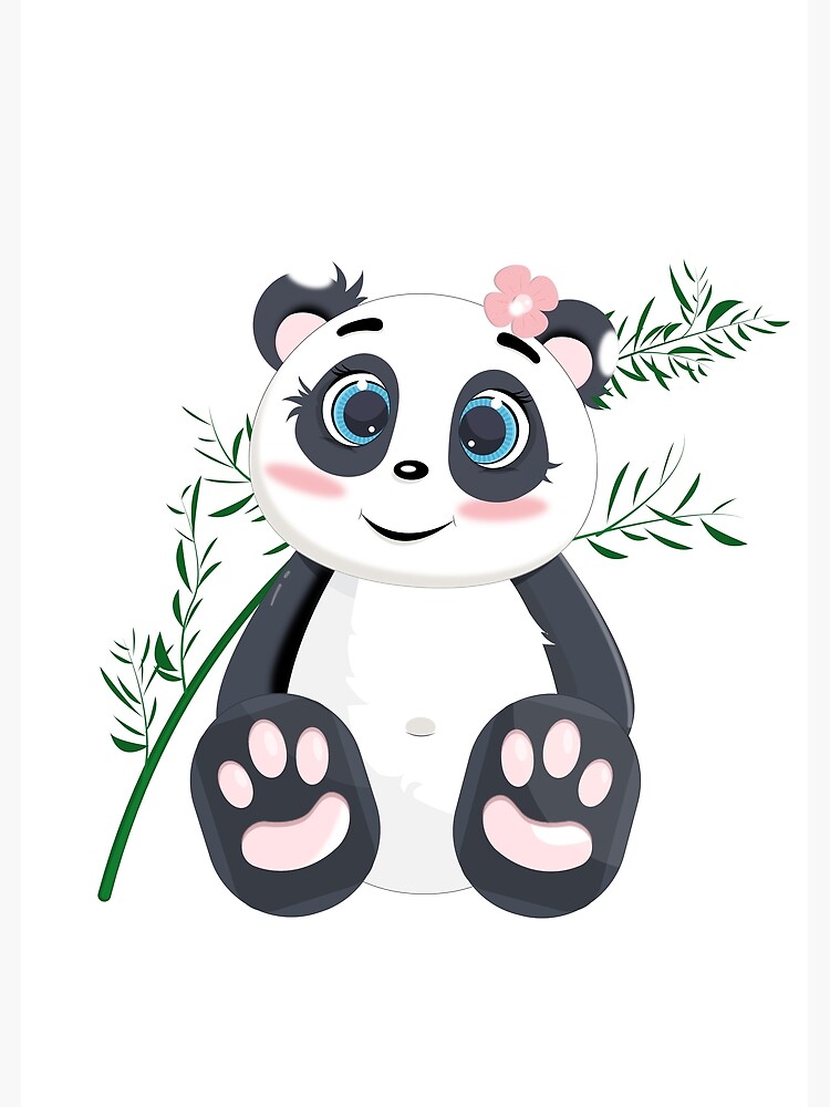 "Panda with branch. Suitable for girls and boy clothes. Light pink ...