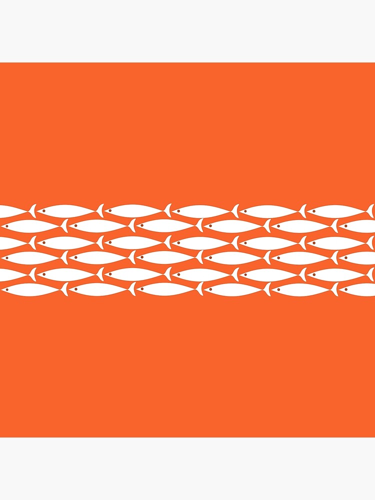 "Fish Stripe 6 - Minimalist Mid Century Modern Pattern in Orange and ...