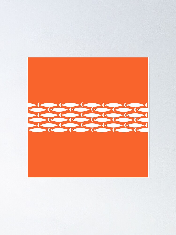 "Fish Stripe 6 - Minimalist Mid Century Modern Pattern in Orange and ...