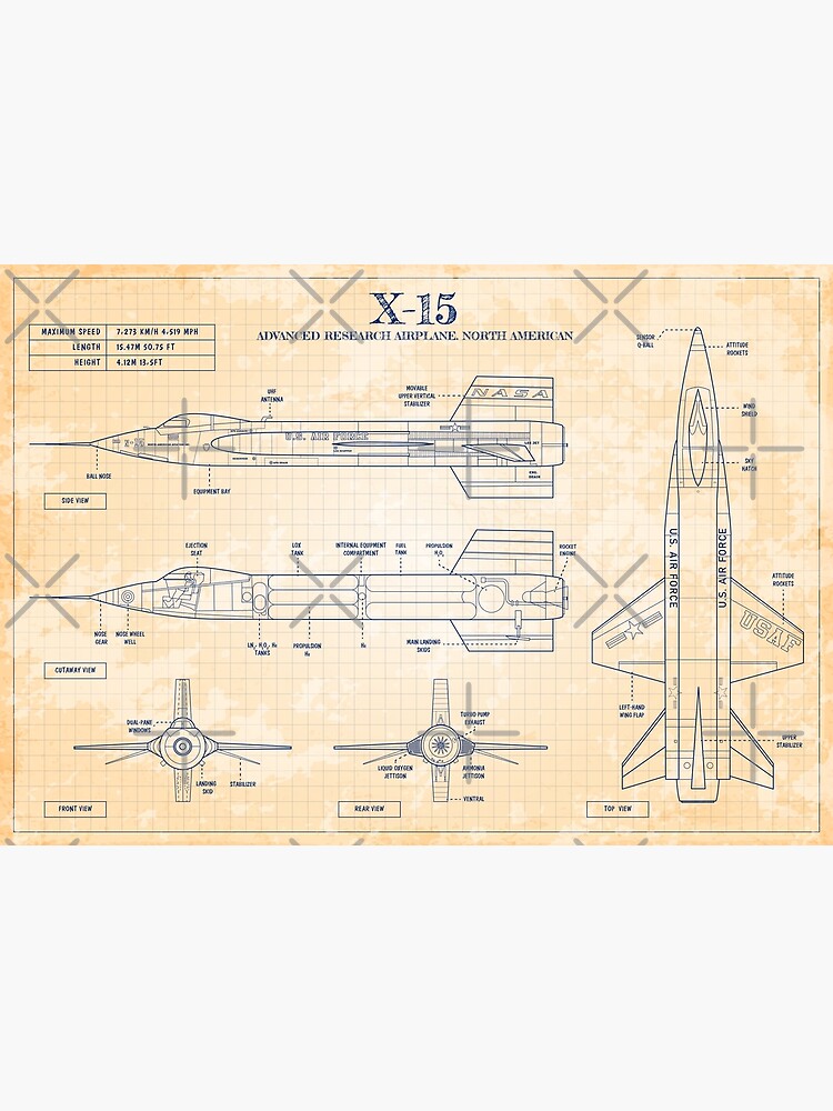 "X-15. NASA Advanced Research Airplane (Old Paper Grid)" Poster for ...