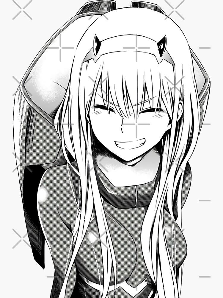 "Zero Two Manga Smile" Sticker for Sale by CookieStyle | Redbubble