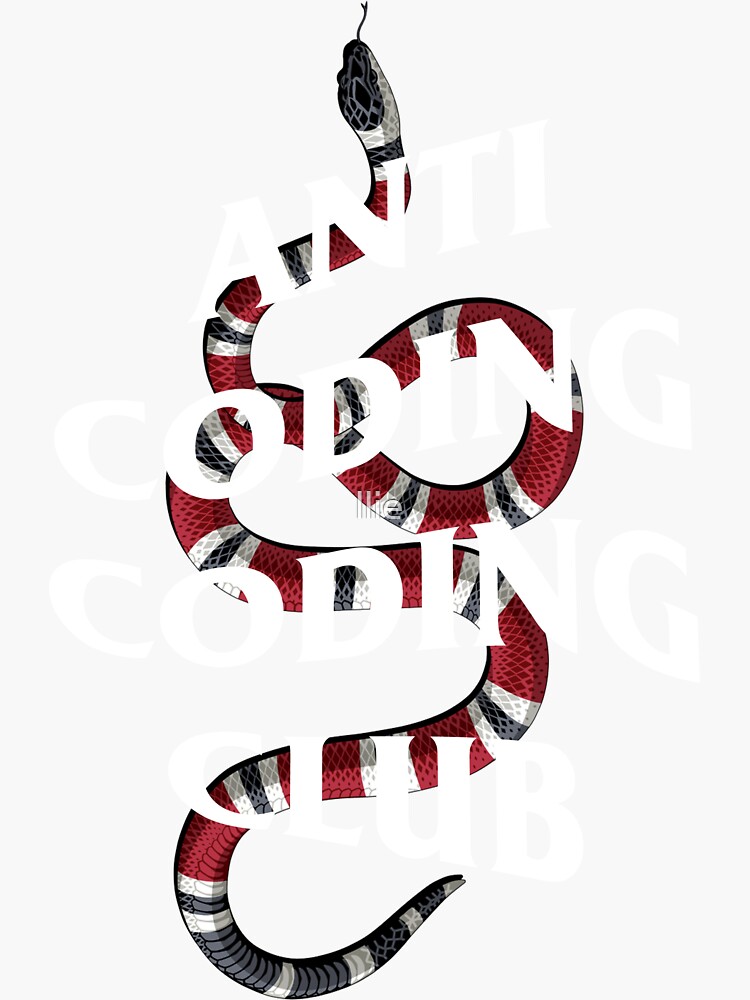"ANTI CODING CODING CLUB SNAKE" Sticker for Sale by llie | Redbubble