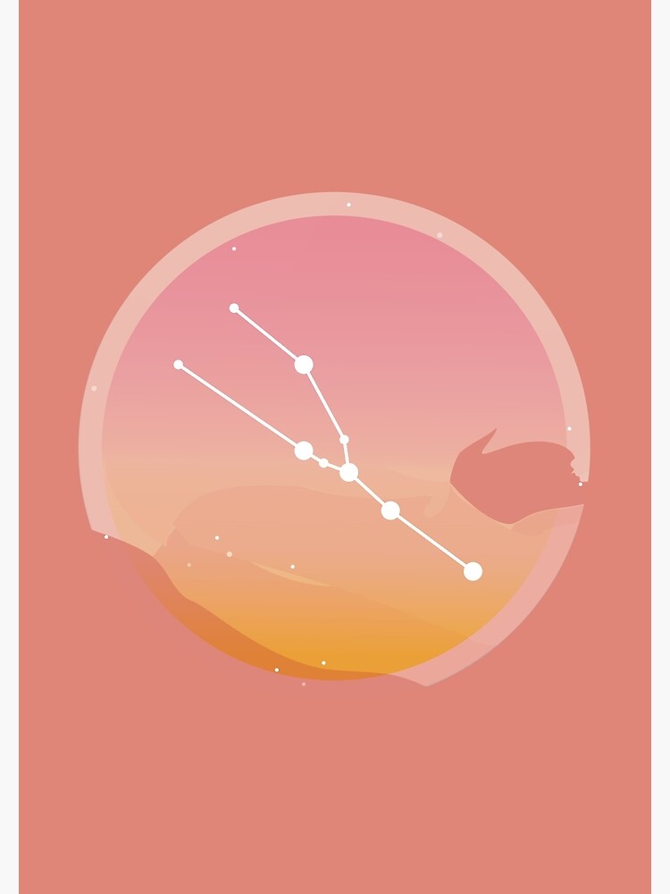"Taurus Constellation Art in Peach Background Zodiac Element Colors ...