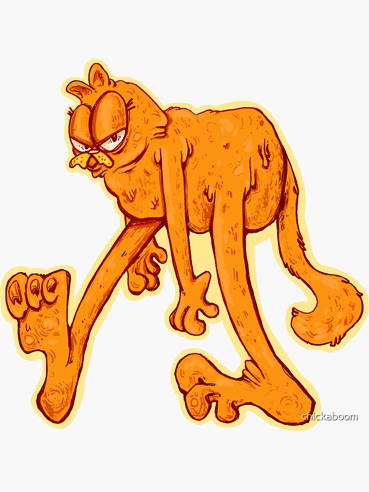 "angry cursed Garfield. " Sticker for Sale by chickaboom | Redbubble