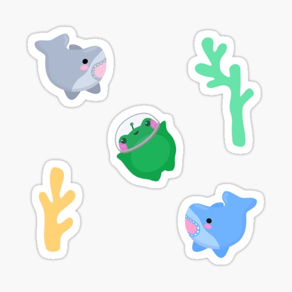 "Cute Frog And Sharks" Sticker by SofiaSava01 | Redbubble