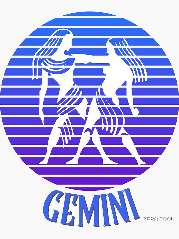 "Gemini Vintage Zodiac Astrological Sign Retro Rainbow" Sticker for ...