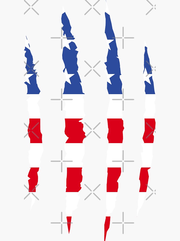 "Werewolf Wolf Cat Tiger Scratches US Flag American" Sticker for Sale ...