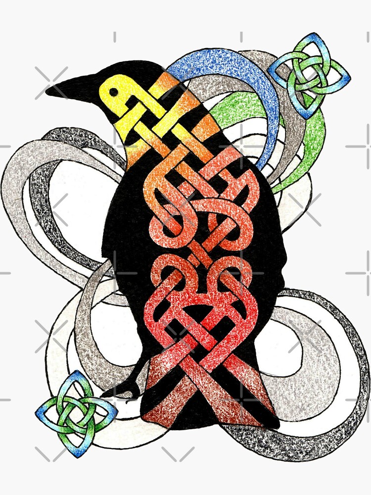 "Crow Bird Celtic Knotwork Fantasy " Sticker for Sale by PencilandBrush ...